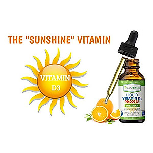 Power By Naturals Vitamin D3 Liquid Drops 10000 IU - High-Potency Vitamin D3 for Adult Bone Strength & Immune Support - Gluten-Free, Non-GMO, Sugar-Free Vitamin - Orange Flavor, 1 fl Oz (30 Servings)