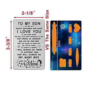 TANWIH Son Engraved Wallet Card I Love You Gifts from Mom Dad, To My Son Birthday Graduation Christmas Card Deployed Presents