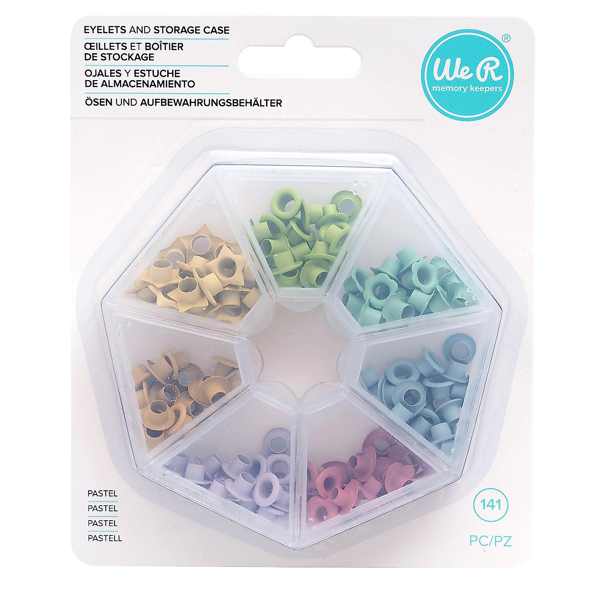 We R Memory Keepers Storage Crop-A-Dile-Eyelets and Case-Pastel (141 Pieces)