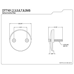 Kingston Brass DTT108 Bath Tub Overflow Plate, Brushed Nickel 3.19 x 3.19 x 2.31