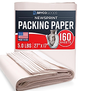 Packing Paper Sheets for Moving - 5lb - 160 Sheets of Newsprint Paper - Must Have in Your Moving Supplies - 27" x 17" - Made in USA