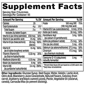 OLLY Men's Multivitamin Gummy, Overall Health and Immune Support, Vitamins A, C, D, E, B, Lycopene, Zinc, Adult Chewable Vitamin, Blackberry, 45 Day Supply - 90 Count