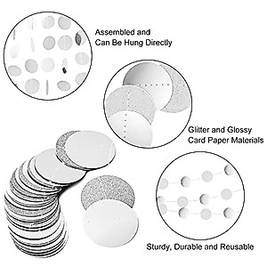 MIAHART 4 Pcs Circle Dots Garland 52 Feet Silver Decorations Party Garland Hanging Banner for Birthday Baby Shower Wedding Christmas Party Decor