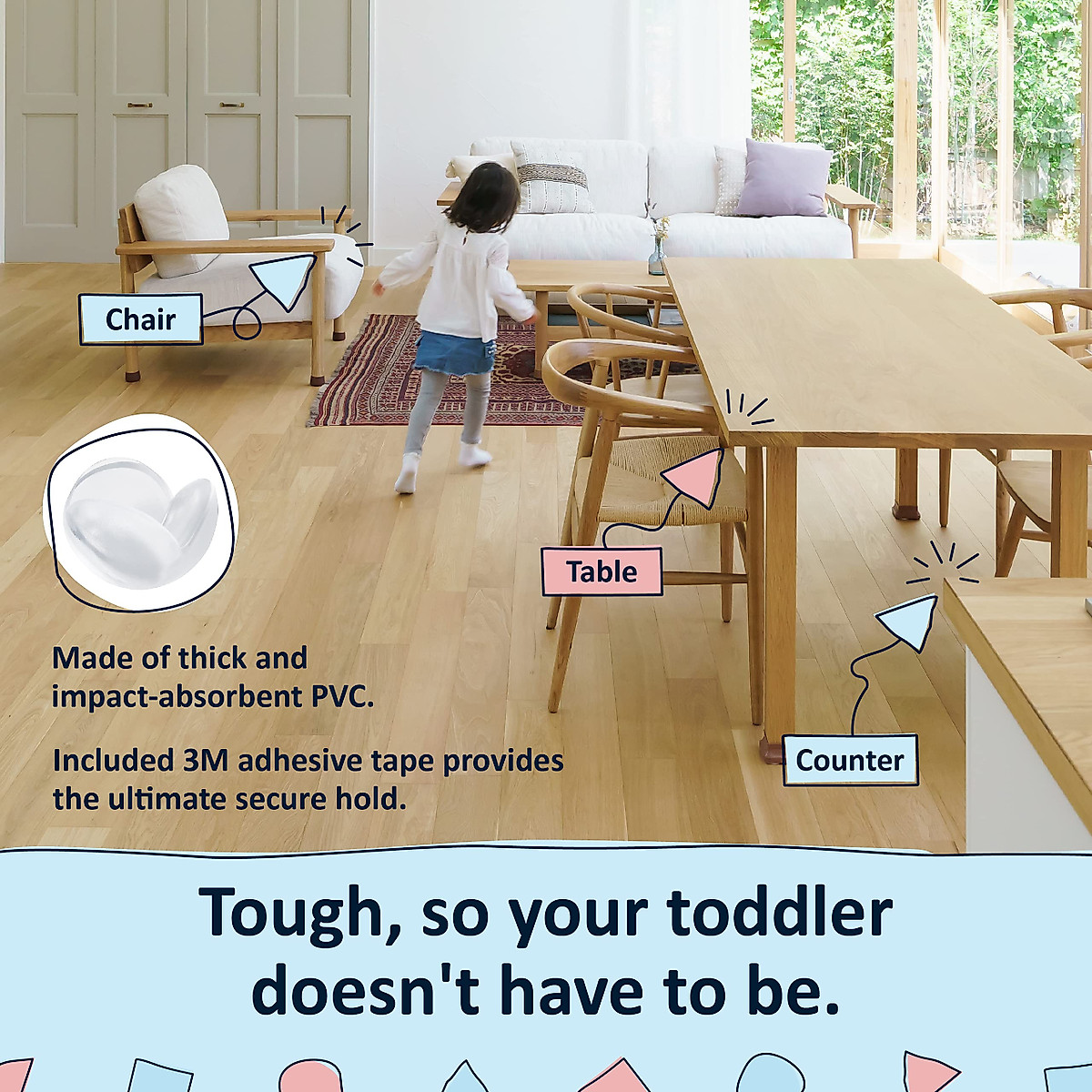 Bebe Earth Baby Proofing Corner Protectors, 12 Furniture Corner Guards Bumpers for Table - Clear Child Safety Protector for Home, New Parents and Couples