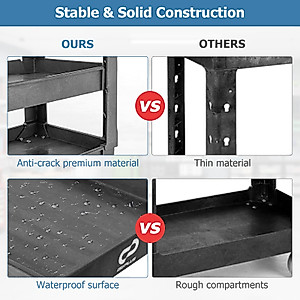 Goplus Service Utility Cart, 3-Tier Heavy-Duty PP Rolling Cart with 550 LBS Capacity, 2 Universal Wheels, Ergonomic Handle, Multi-Functional Work Carts for Garage, Kitchen, Hotel, Office, Warehouse