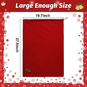 2 Pieces Christmas Santa Gift Bag Red Velvet Drawstring Bag Treat Bag for Xmas Party Favor Supplies Holiday Wrapping (Solid Style, 19.7 x 27.5 Inch)