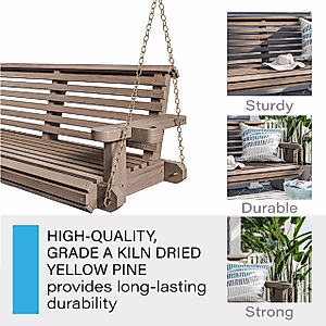 Porchgate Amish Heavy Duty 800 Lb Roll Comfort Treated Porch Swing W/Chains (5 Foot, Warm Walnut Stain)