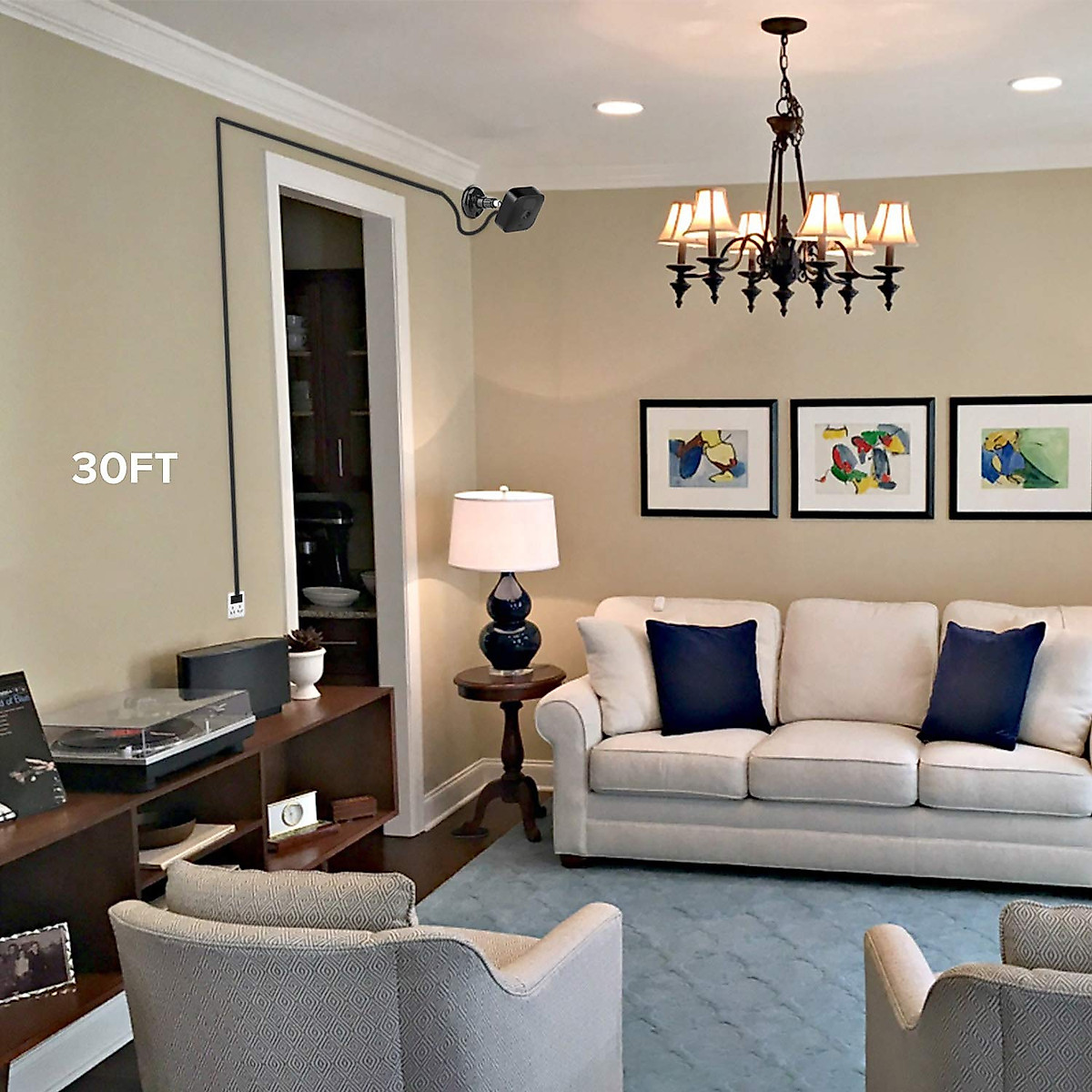 Zeshbit 3Pack Weatherproof Outdoor Power Adapter for Blink Outdoor (3rd Gen) & Blink XT / XT2, with 30ft/9m Long and Thin Charging Cable (NOT for Blink Outdoor 4) - Black