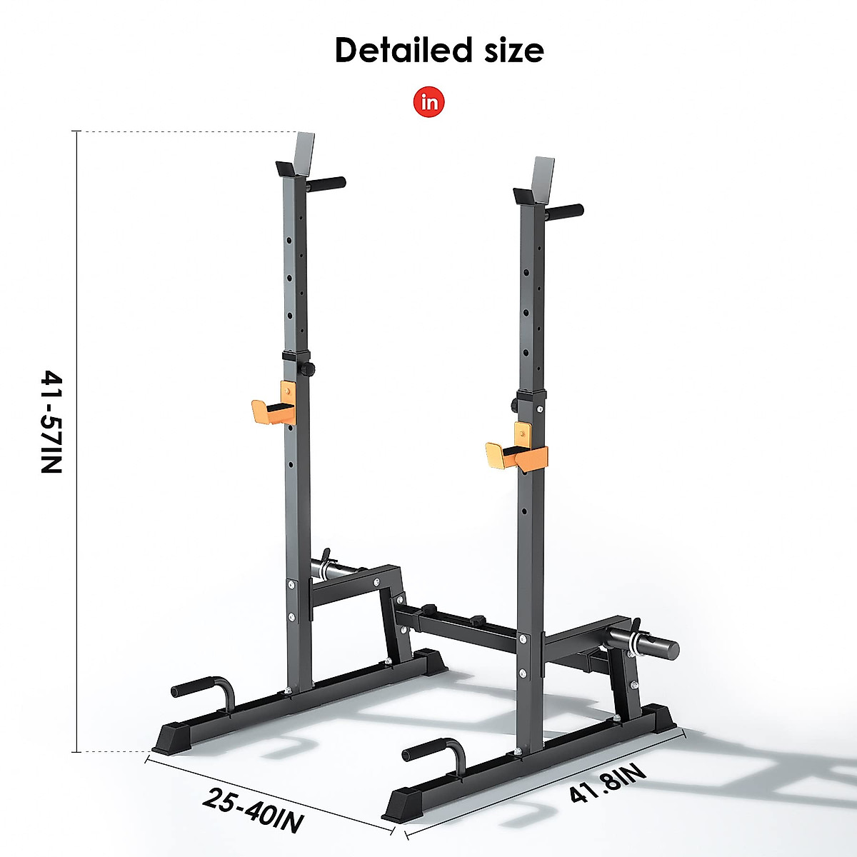 SincMill Squat Rack Machine,Barbell Rack,Folding Weight and Bench Press Rack Stand,Adjustable Height and Width.With Pull Up,Push Up Bars.Can Load 600Lbs