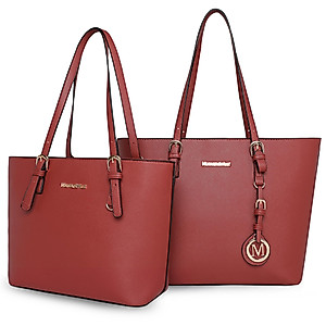 2pcs Tote Handbag Purse Set for Women Large Fashion Satchel Shoulder Laptop Bag MWC2-H030RD