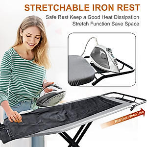 PickyanDco Foldable Ironing Board with Heat Resistant Cover, Steam Iron Rest and Non-Slip Legs - Sturdy Metal Frame Full Metal Construction Iron Board(14 * 34 * 53inches)