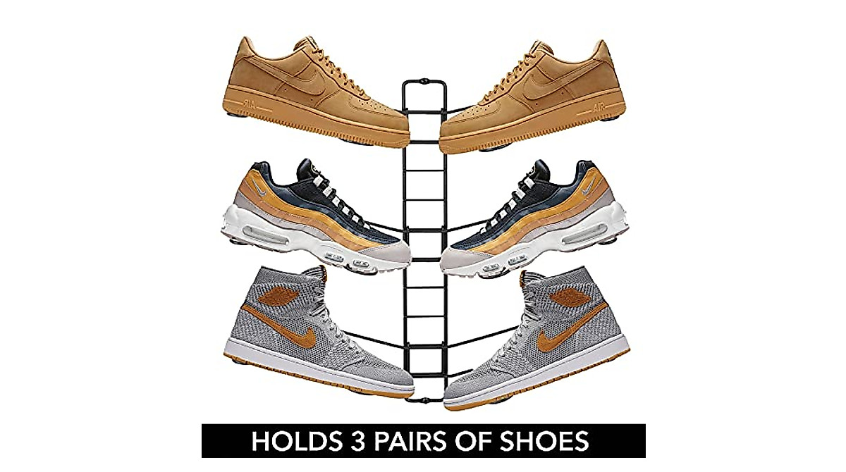 Modern Metal Shoe Organizer - 3 Tier Wall Mount Storage Rack