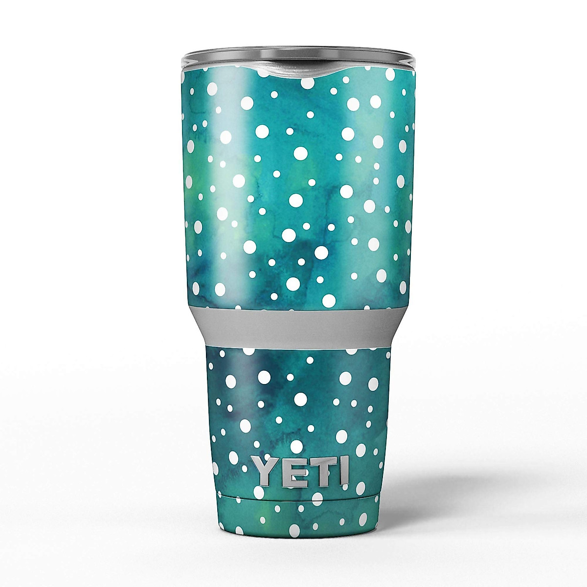Design Skinz Green and White Watercolor Polka Dots - Skin Decal Vinyl Wrap Kit Compatible with The Yeti Rambler Cooler Tumbler Cups