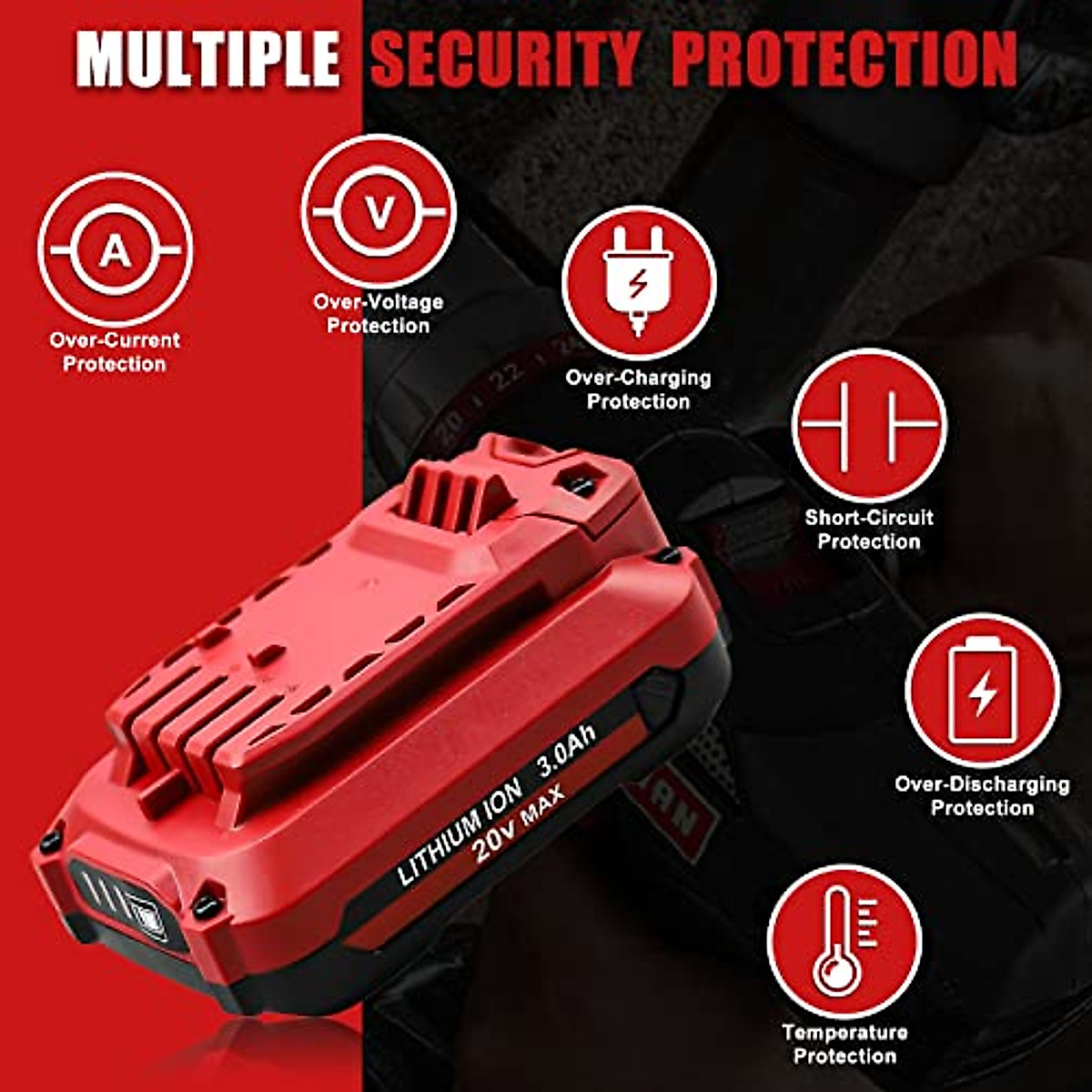 2 Pack 20V 3.0Ah Replacement for Craftsman V20 Lithium Ion Battery, Compatible with  Craftsman 20V MAX CMCB205 CMCB204 CMCB206 CMCB202 CMCB201 20 Volt Cordless Power Tools