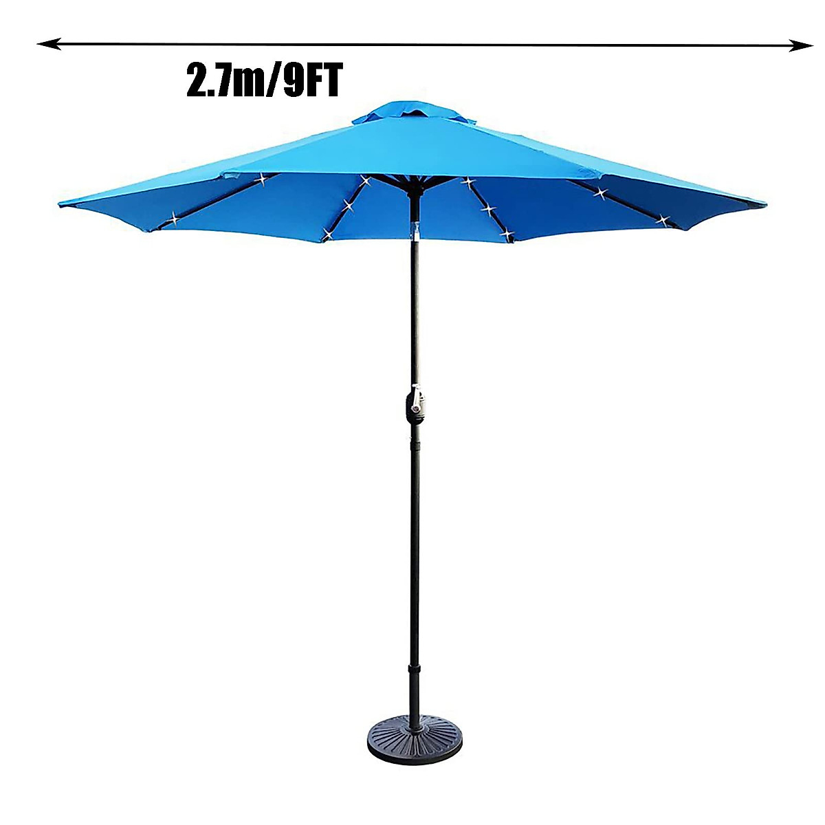 YUDIZWS Patio Umbrella for Outdoor Market Table-8 Ribs 9Ft Double-Sided Sun Umbrella Garden Parasol Patio Sun Shade Outdoor with LED Solar Light