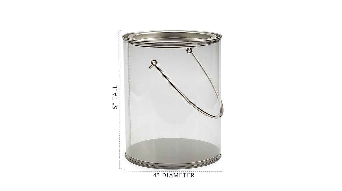 Clear Quart Plastic Paint Cans - 2-Pack for Crafts