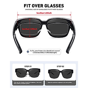 MEETSUN Oversized Fit Over Glasses Sunglasses for Women Men Trendy Polarized UV Protection Sun Glasses for Driving Black Grey