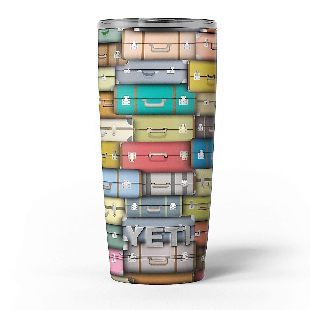 Design Skinz Multicolored Traveling Suitcases - Skin Decal Vinyl Wrap Kit Compatible with The Yeti Rambler Cooler Tumbler Cups