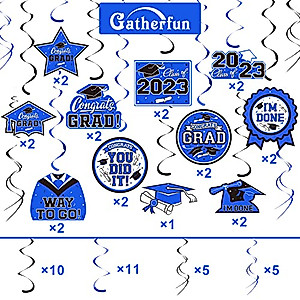 31 Pieces Graduation Party Supplies, 2023 Graduation Hanging Swirl Congrats Grad and Graduation Party Decorations(Blue, Black)