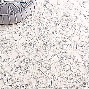 MARTHA STEWART Collection by SAFAVIEH 8' x 10' Ivory/Charcoal MSR3532H Handmade Contemporary Wool Area Rug