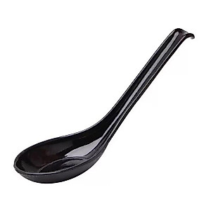 JapanBargain 4889, Set of 8 Chinese Soup Spoons Japanese Soup Spoons Wonton Soup Spoons Rice Spoons Pho Spoons Ramen Soup Spoons Dinner Spoons, Black, 6.5 inch