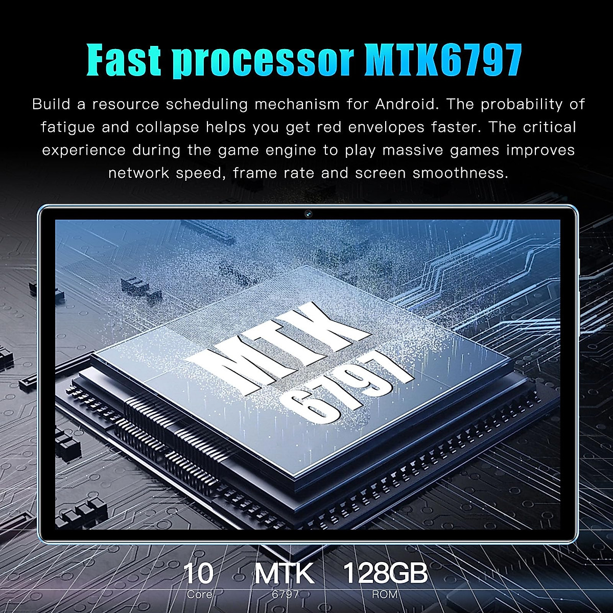 10.1 Inch Tablet, 10 Core CPU, 4G LTE 5G WiFi, 12GB RAM 256GB ROM, 8MP 20MP Cameras, BT Keyboard and Case, 100‑240V (US Plug)