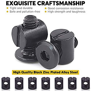 Mardatt M6 x 15mm 50PCS Black Zinc Plated Hex Socket Cap Bolts and Barrel Nuts Cross Dowel Replacement for Beds Chair Table Desk Furniture