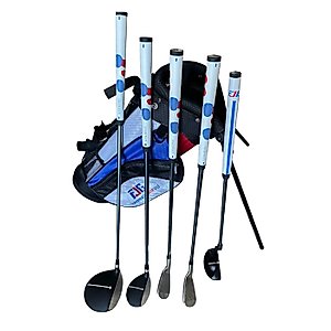 Fingerprints Junior Golf Club Set - Driver, Hybrid, 7i, PW, Putter with Stand Bag - Multiple Sizes - RH and LH (Golf Club Set for Kids 45"-52" Tall (~Age 6-10), Right)