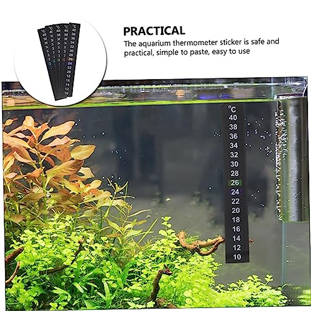 FUOYLOO Digital Thermometer 5 Pcs Fish Tank Temperature Sticker Fish Tank Digital Adhesive Stickers Fish Tank Sticker Sticker Strip for Fish Tank Liquid Crystal Number Stickers
