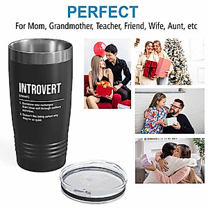 Funny Introvert Black Tumbler 20oz - Introvert definition - Creative Gifts for Adults I Hate Everyone Introvert Gifts Introvert Friends Introvert Coworker Introvert Work Bestie