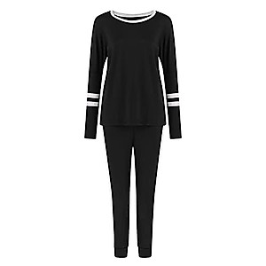 FZYLQY Lounge Sets for Women Sweatsuits Sets Two Piece Outfits Long Sleeve Pullover Matching Pants Workout Athletic Tracksuit Summer Outfits for Women