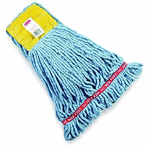 Rubbermaid Commercial Products Web Foot Shrinkless Mop Head Replacement, Small, Blue, Heavy Duty Industrial Wet Mop For Floor Cleaning Office/School/Stadium/Lobby/Restaurant
