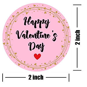 Valentine's Day Heart Stickers - Sweet Red Heart Design for Valentine Gift Wrap - 2 Inches 500 Total Labels