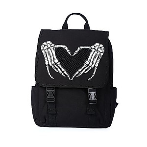 Lost Queen Gothic Darkest Love Knapsack Bone Skeleton Heart Hands Backpack