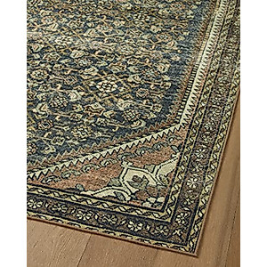 Magnolia Home by Joanna Gaines x Loloi Banks Collection BAN-02 Machine Washable Denim / Clay 2'-0" x 5'-0" Accent Rug