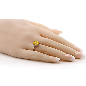 Gem Stone King 925 Sterling Silver Yellow Citrine and White Topaz Ring For Women (2.44 Cttw, Gemstone Birthstone, Available In Size 5,6,7,8,9)