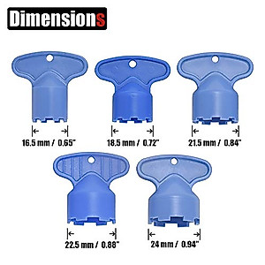 JQK Cache Faucet Aerator Key, Removal Wrench Tool for M 16.5 18.5 21.5 22.5 24 cache aerators, 5 Set (Pack of 4), HAK5S-P4