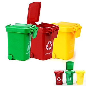 erDouckan Durable Trash Can, 3Pcs/Set Bright Color Kids Push Toy Plastic Vehicles Garbage Truck Trash Cans, Make Your Room Clean and Comfortable