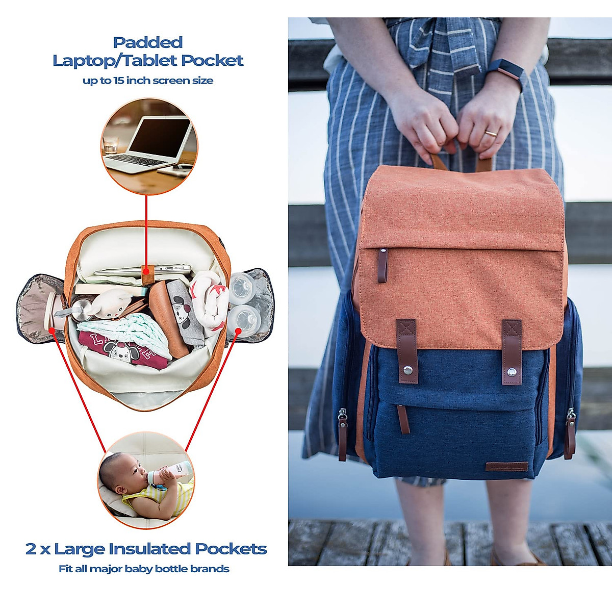 GISEMAI ‎Phoenix Diaper Bag Backpack & Cushioned Changing Pad