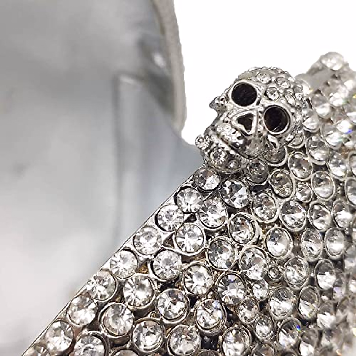 DJBM Halloween 3D Skull Clutch Purse Evening Bag Rhinestone Bag Crystal Metal Clutch for Women Evening Cocktail Party, Silver