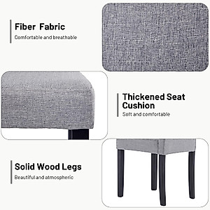 Dining Chairs Set of 6, Luxury Upholstered Fabric Kitchen Chairs Side Chair with Padded Seat Back and Solid Wood Legs for Living Room, Bedroom, Dining Room, Grey