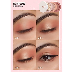 Kaja Beauty Bento Collection - Bouncy Eyeshadow Trio | 16 Peach Madeline | Nude Peach Tone | Vegan, Cruelty free