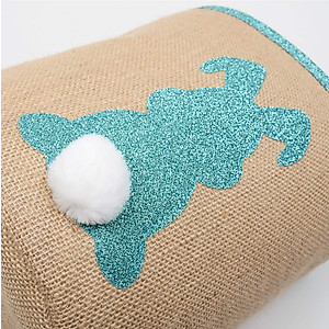 Easter Egg Basket For Easter Egg Hunt Burlap Easter Basket With Glittery Easter Bunny Print Bucket Bag Organizer For Toy Bins, Closet Hamper etc. (pink, 1) Nursery Decor