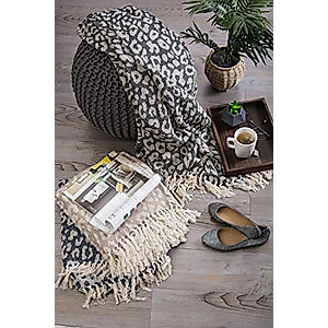 DII Bold Eclectic Leopard Woven Throw, 50x60, Tan with White Spots