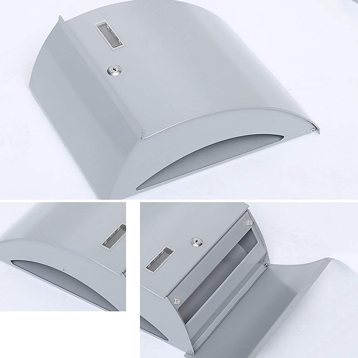 Mailboxes for Outside Mailbox Wall Mount Post Box European Villa Home Wall-Mounted Mailbox Outdoor Garden Waterproof Newspaper Box Creative Circular Simple Letterbox Silver