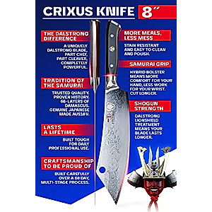 DALSTRONG Hybrid Cleaver & Chef Knife - 8 inch - Shogun Series ELITE - The 'Crixus' - Japanese AUS-10V Super Steel Kitchen Knife - Black Handle - Razor Sharp Knife - Meat Cleaver Heavy Duty - w/Sheath
