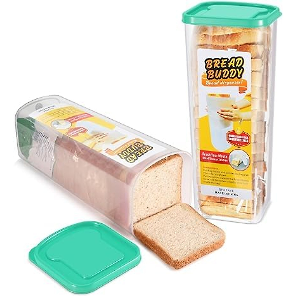 Andwarmth Bread Storage-Bread Container-Bread Keeper-Bread Dispenser-Airtight Bread Box-Bread Saver-Bread Boxes for Kitchen Counter-Green 2