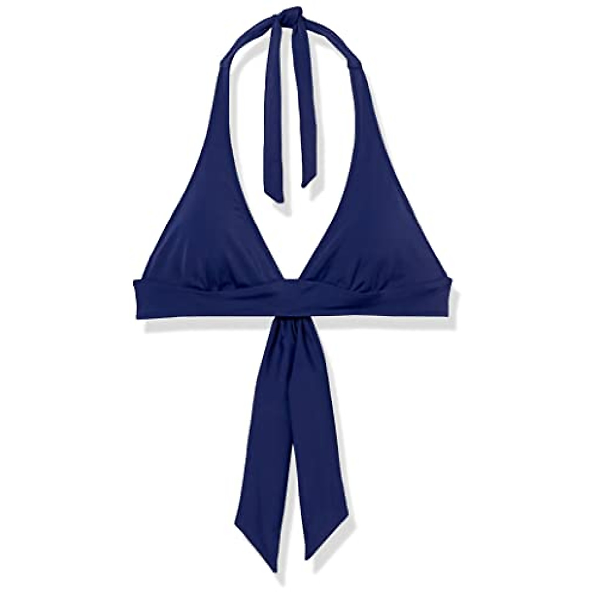 Amazon Essentials Women's Light-Support Tie Halter Bikini Swimsuit Top (Available in Plus Size), Dark Navy, Large