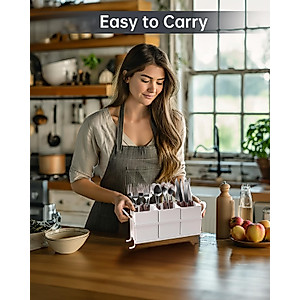 GaryVault White Kitchen Utensil Holder - Chic Silverware Holder for Party, Compact and Versatile Utensil Caddy, Ideal for Countertop and Party Use