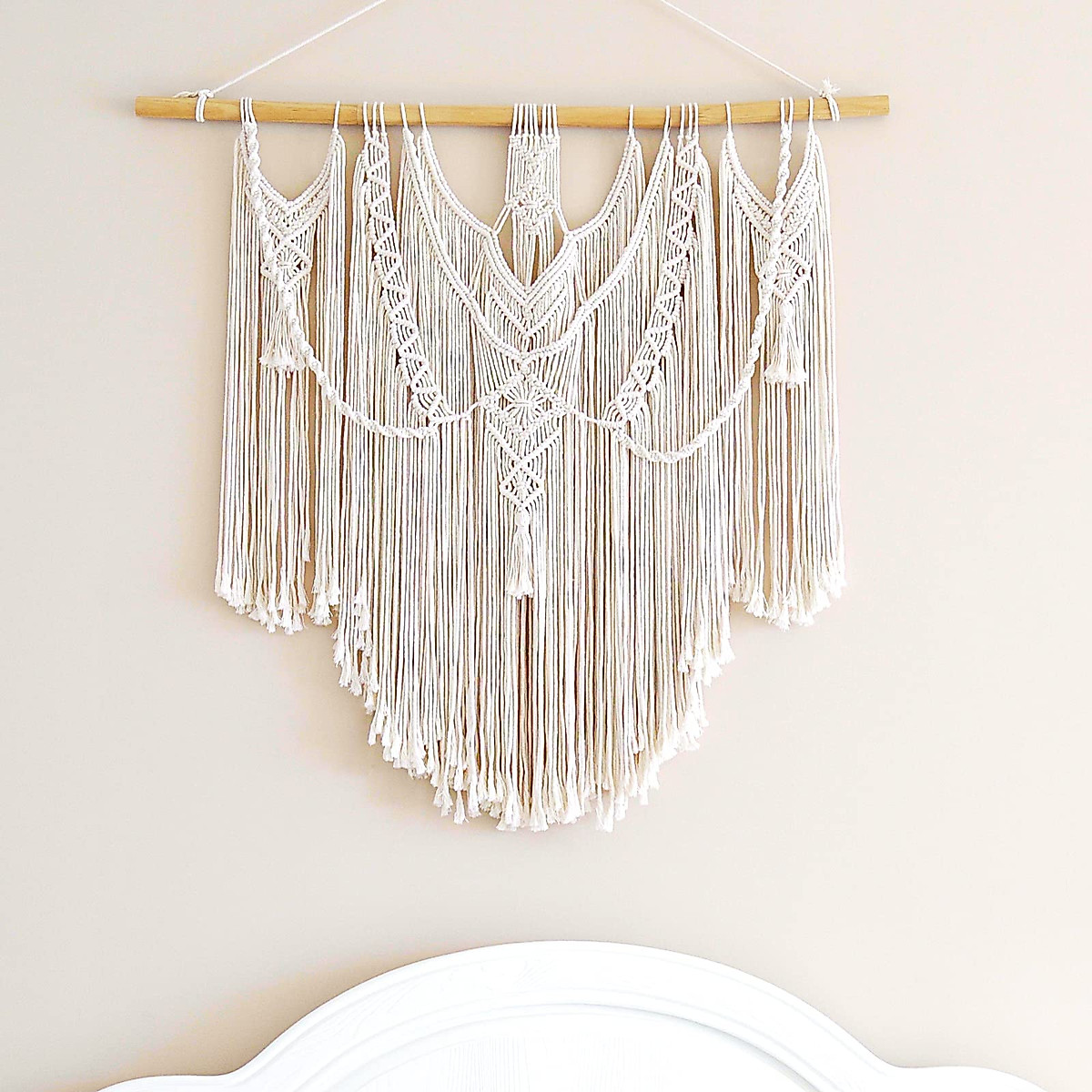 Mkono Macrame Wall Hanging Boho Home Decor Chic Woven Decoration for Bedroom Living Room Apartment Dorm Gallery Perfect Handmade Christmas Gift Ideas, 1 Pack, Large Size, 36"x35"